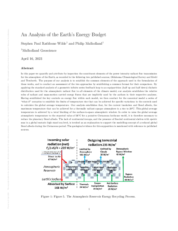 (PDF) An Analysis of the Earth's Energy Budget