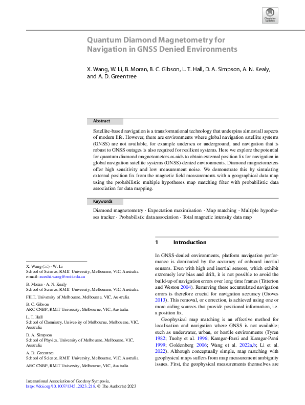 (PDF) Quantum Diamond Magnetometry for Navigation in GNSS Denied ...