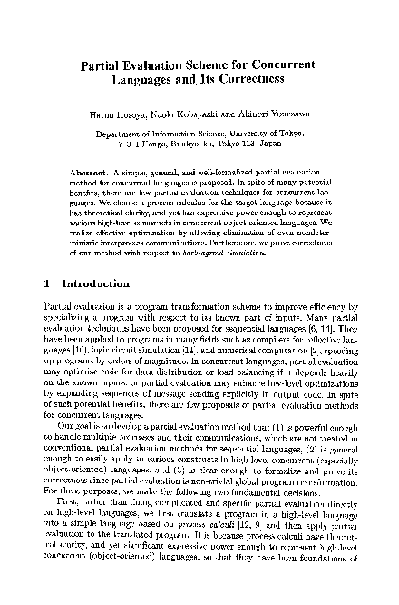 (PDF) Partial evaluation scheme for concurrent languages and its ...