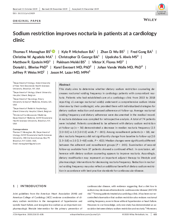 (PDF) Sodium Restriction Reduces Nocturia in Patients
