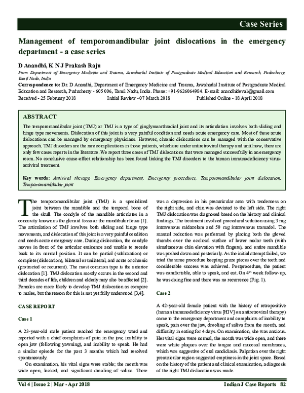 (PDF) Management of Temporomandibular Joint Dislocations in the ...