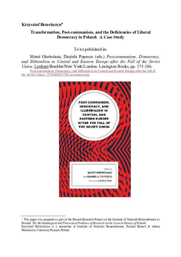 (PDF) Transformation, Post-communism, and the Deficiencies of Liberal ...
