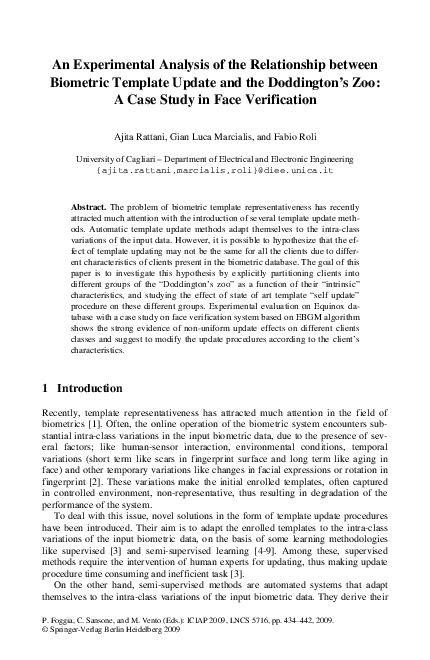 (PDF) An Experimental Analysis of the Relationship between Biometric ...