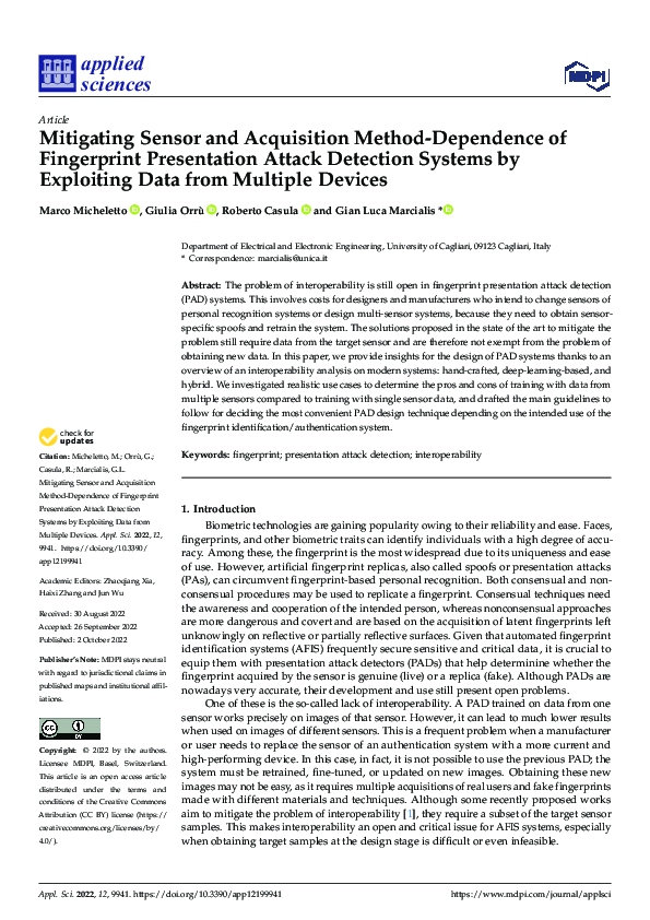 (PDF) Mitigating Sensor and Acquisition Method-Dependence of Fingerprint Presentation Attack ...