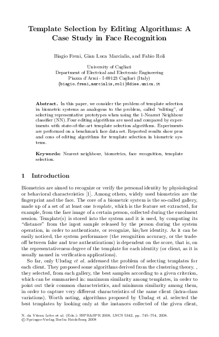 (PDF) Template Selection by Editing Algorithms: A Case Study in Face ...