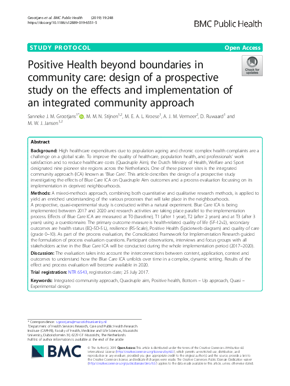 (PDF) Positive Health beyond boundaries in community care: design of a ...