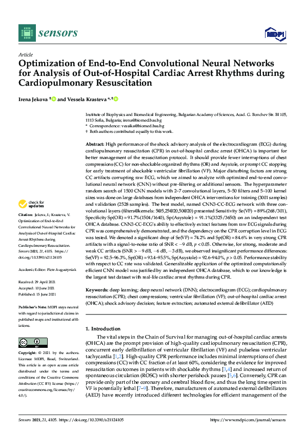 Pdf Optimization Of End To End Convolutional Neural Networks For Analysis Of Out Of Hospital