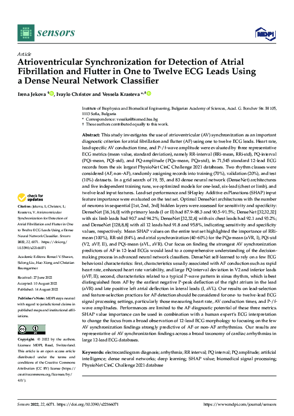 Pdf Atrioventricular Synchronization For Detection Of Atrial Fibrillation And Flutter In One