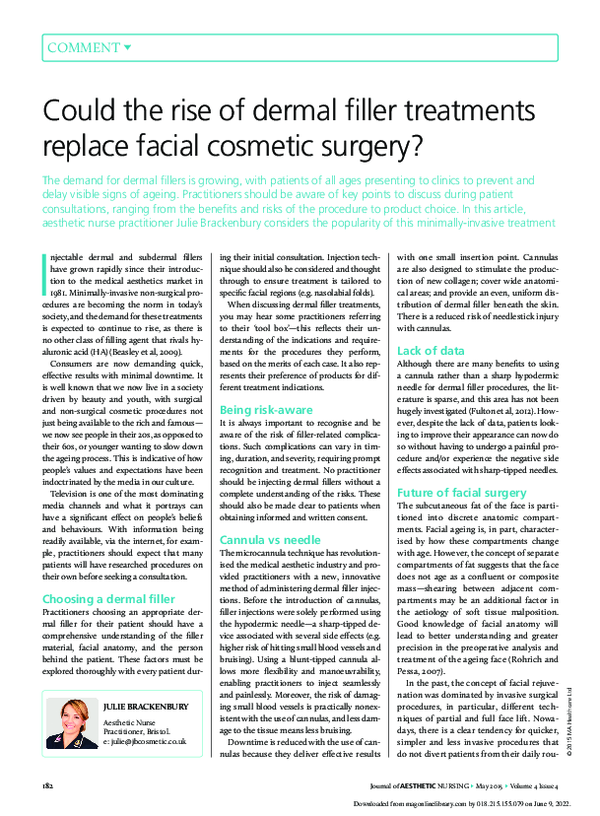 (PDF) Could the rise of dermal filler treatments replace facial ...