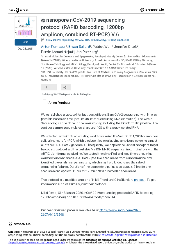 (PDF) nanopore nCoV-2019 sequencing protocol (RAPID barcoding, 1200bp amplicon, combined RT-PCR ...