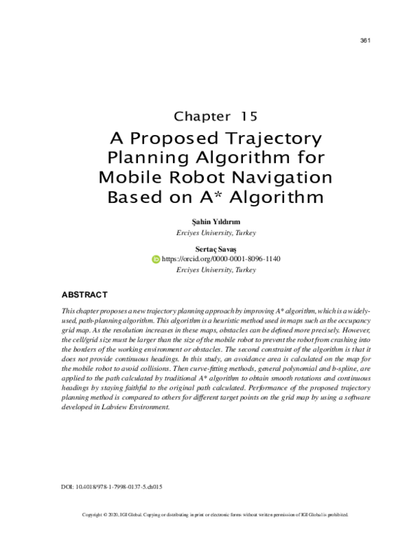 (PDF) A Proposed Trajectory Planning Algorithm for Mobile Robot Navigation Based on A* Algorithm
