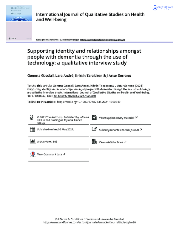 (PDF) Supporting identity and relationships amongst people with ...