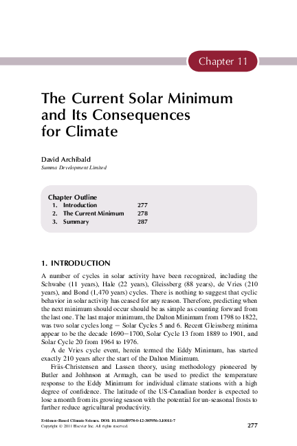 (PDF) The Current Solar Minimum and Its Consequences for Climate