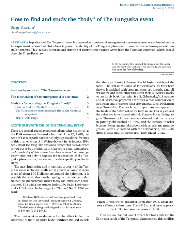 (PDF) How to find and study the "body" of The Tunguska event