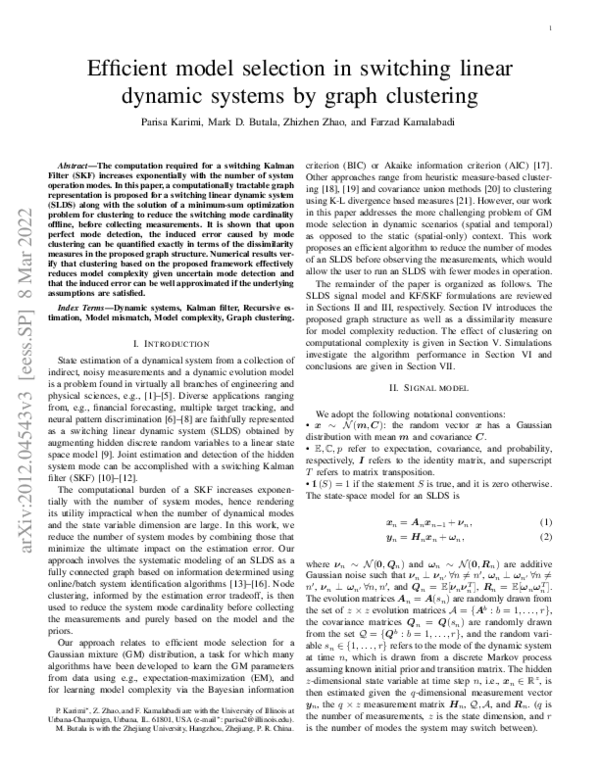 (PDF) Efficient model selection in switching linear dynamic systems
