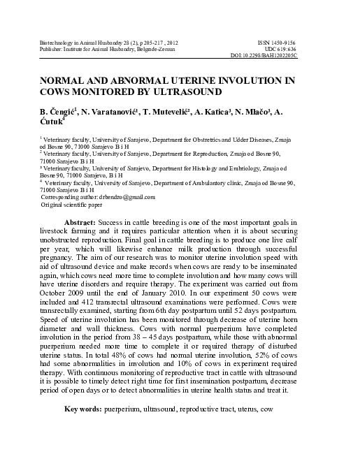 (PDF) Normal and abnormal uterine involution in cows monitored by ...