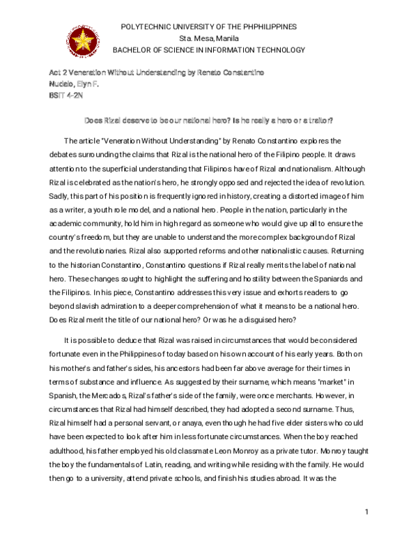 (PDF) Act 2: Veneration Without Understanding by Renato Constantino