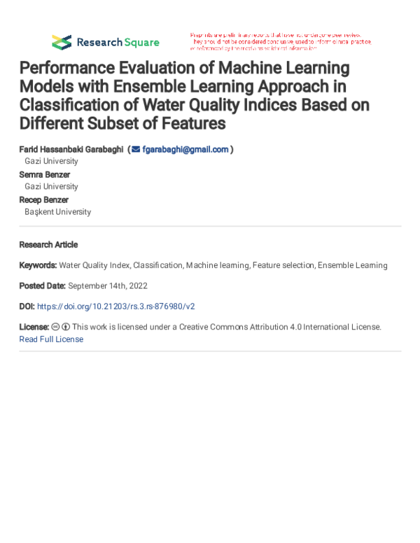 (PDF) Performance Evaluation of Machine Learning Models with Ensemble Learning Approach in ...