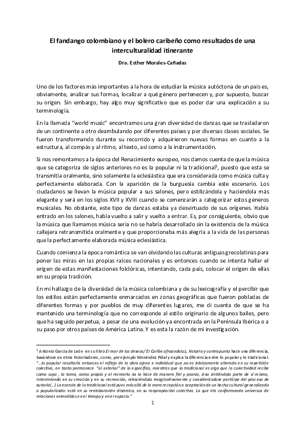 (PDF) El fandango colombiano y el bolero caribeño como resultados de ...