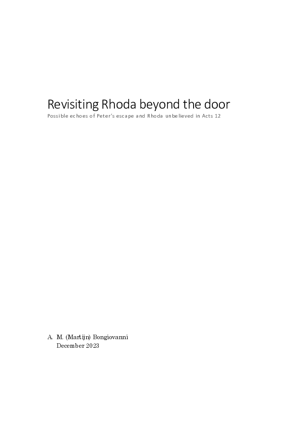 (PDF) Revisiting Rhoda Beyond the Door. Possible echoes of Peter’s ...