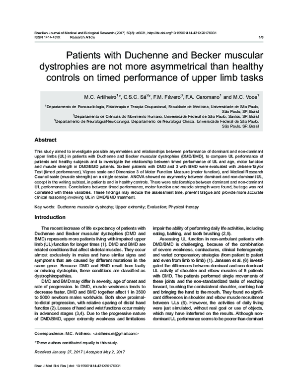 (PDF) Patients with Duchenne and Becker muscular dystrophies are not ...