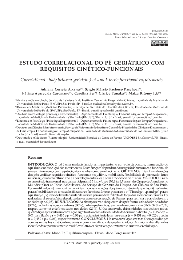 (PDF) Estudo correlacional do pé geriátrico com requisitos cinético ...