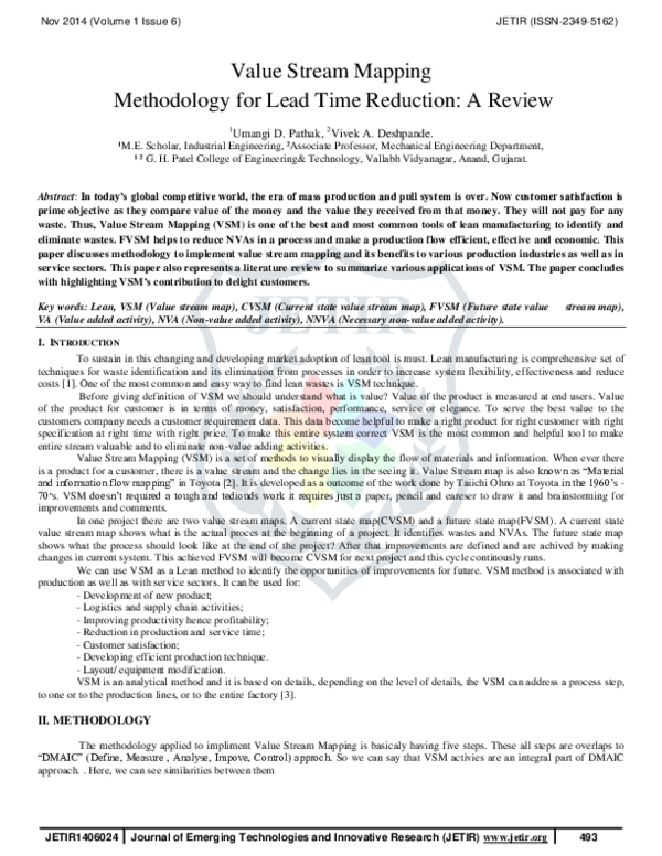 (PDF) Value Stream Mapping Methodology for Lead Time Reduction: A Review