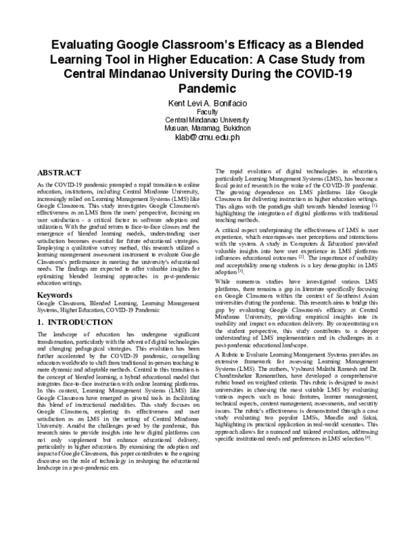 (PDF) Evaluating Google Classroom's Efficacy as a Blended Learning Tool ...