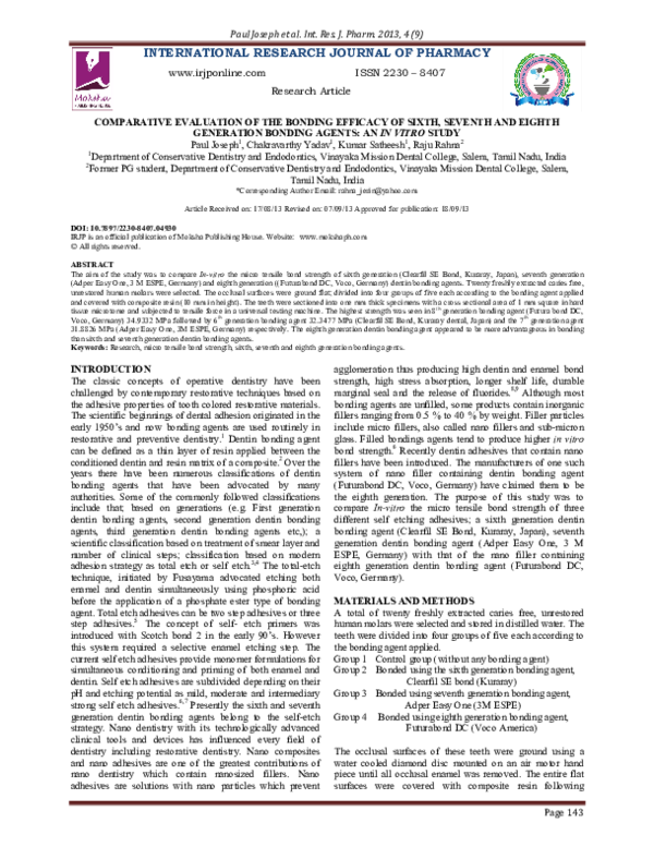 (PDF) Comparative evaluation of the bonding efficacy of sixth and ...