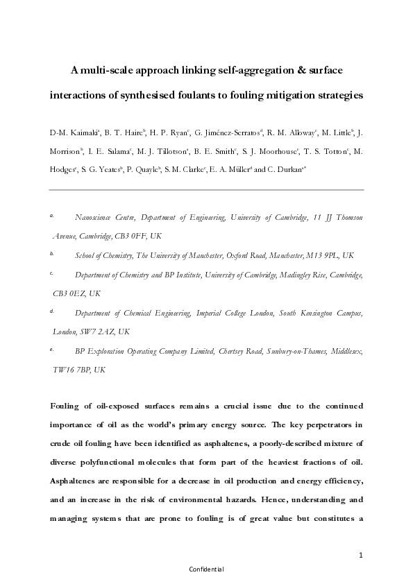 (PDF) Multiscale Approach Linking Self-Aggregation and Surface Interactions of Synthesized ...