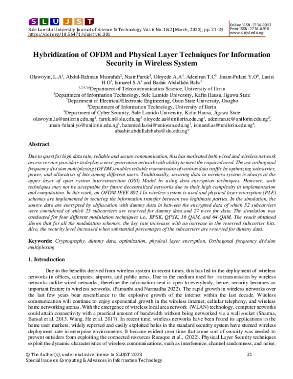 (PDF) Hybridization of OFDMand Physical Layer Techniques for ...