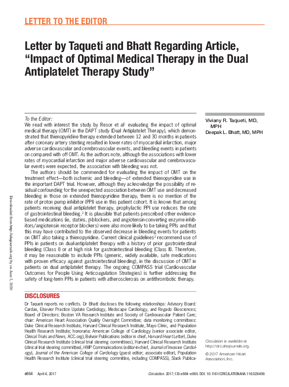 (PDF) Letter by Taqueti and Bhatt Regarding Article, “Impact of Optimal ...