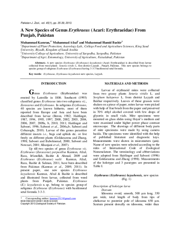 (PDF) A New Species of Genus Erythraeus (Acari: Erythraeidae) From ...