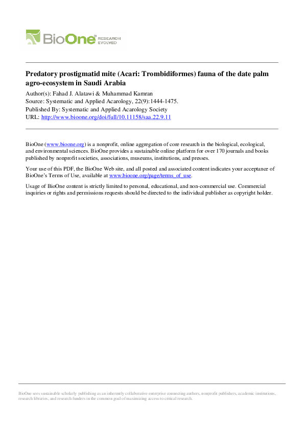 (PDF) Predatory prostigmatid mite (Acari: Trombidiformes) fauna of the ...
