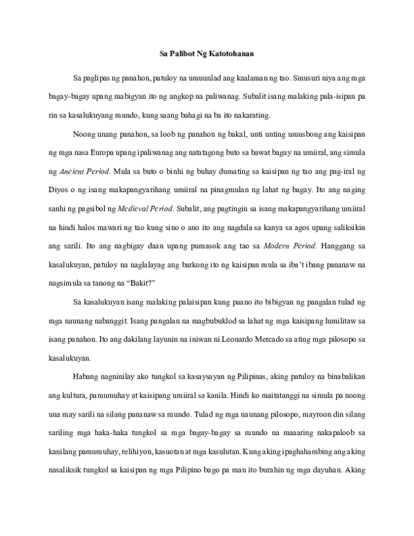 (PDF) Filipino Philosophy Reflection