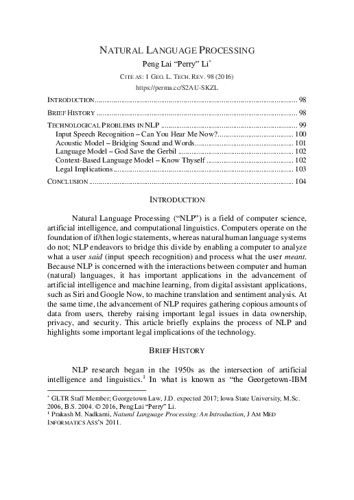 Pdf Natural Language Processing