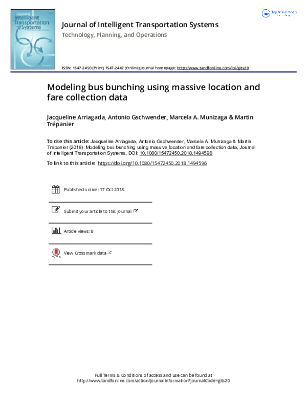 (PDF) Modeling bus bunching using massive location and fare collection data