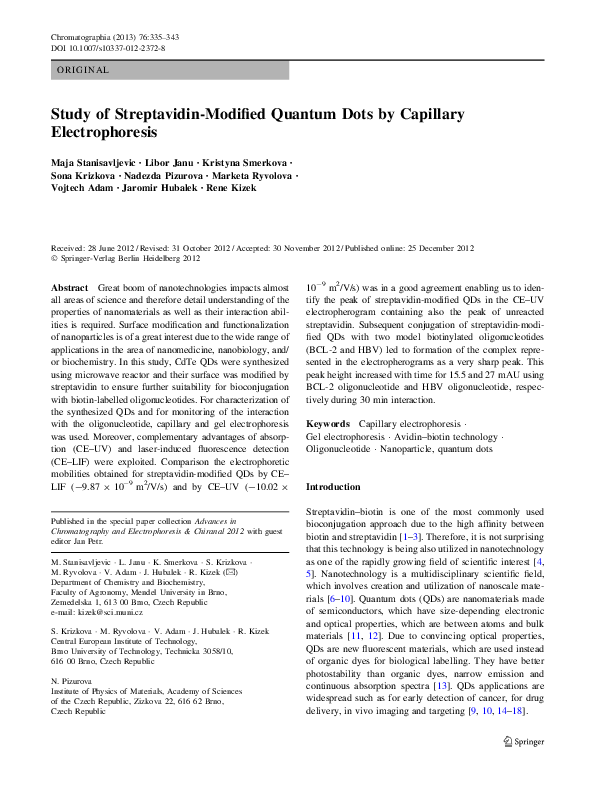 (PDF) Study of Streptavidin-Modified Quantum Dots by Capillary ...