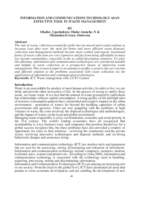 (PDF) INFORMATION AND COMMUNICATIONS TECHNOLOGY ASAN EFFECTIVE TOOL IN ...