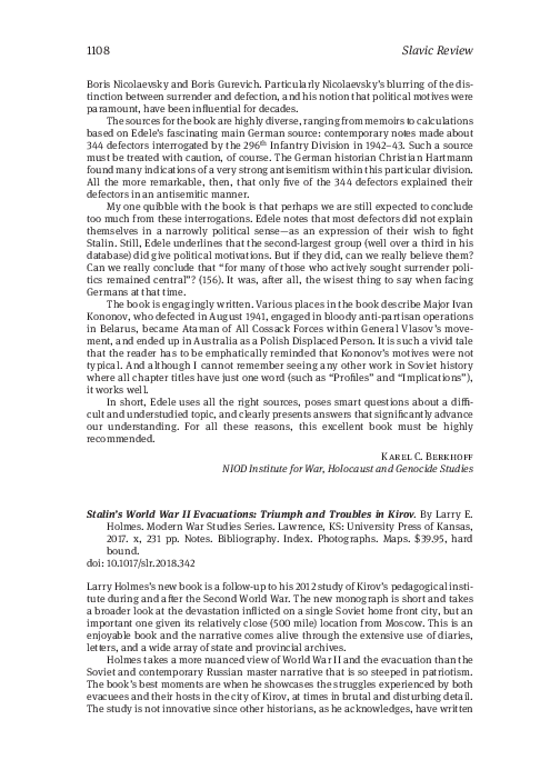 (PDF) Stalin’s World War II Evacuations. Triumph and Troubles in Kirov