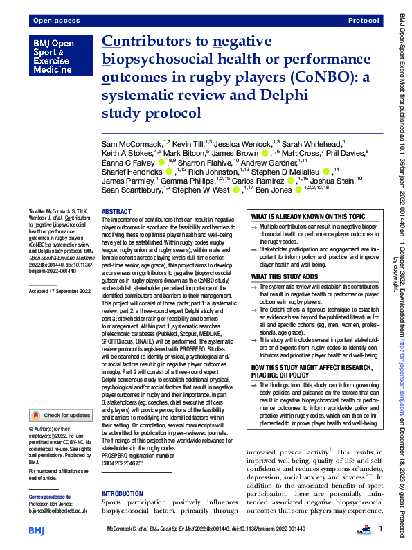 (PDF) Contributors to negative biopsychosocial health or performance ...