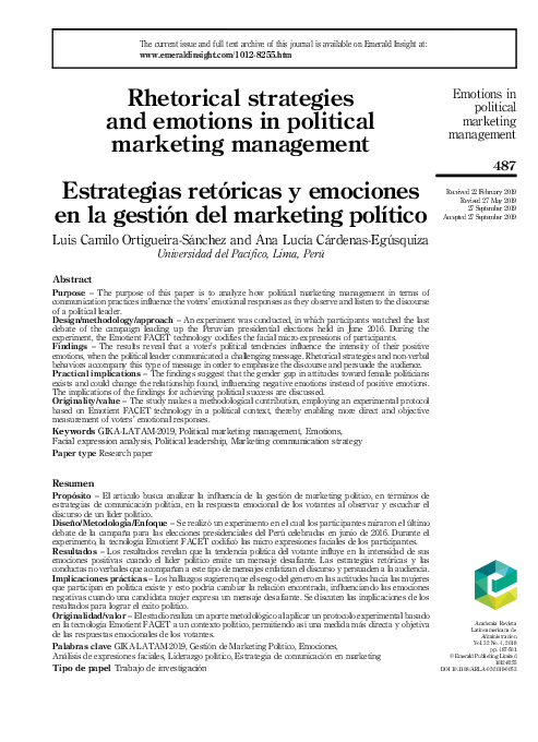 (PDF) Rhetorical strategies and emotions in political marketing management
