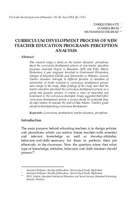 (PDF) Curriculum Development Process of New Teacher Education Programs ...