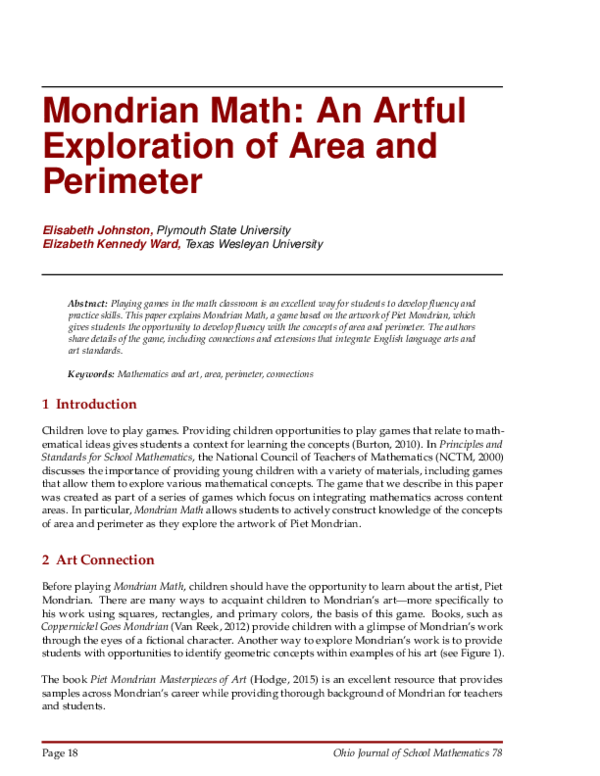 (PDF) Mondrian Math: An Artful Exploration of Area and Perimeter
