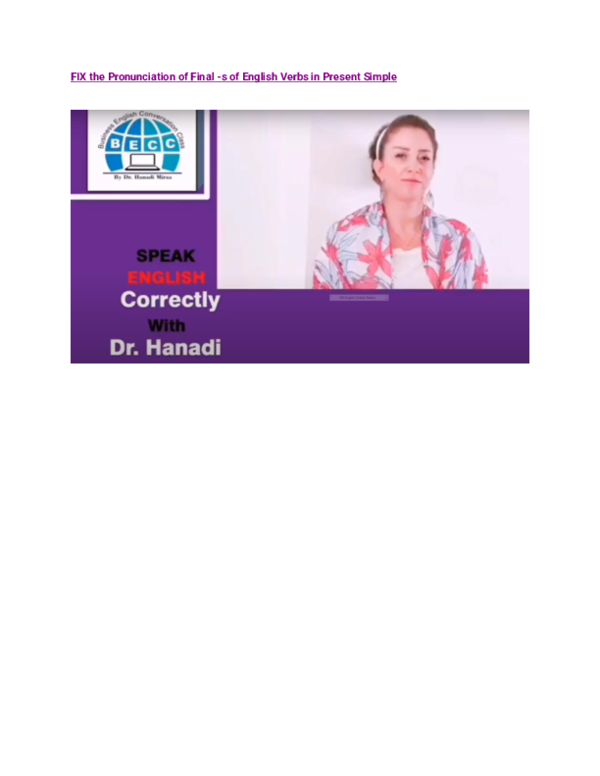 (PDF) FIX the Pronunciation of Final -s of English Verbs in Present Simple