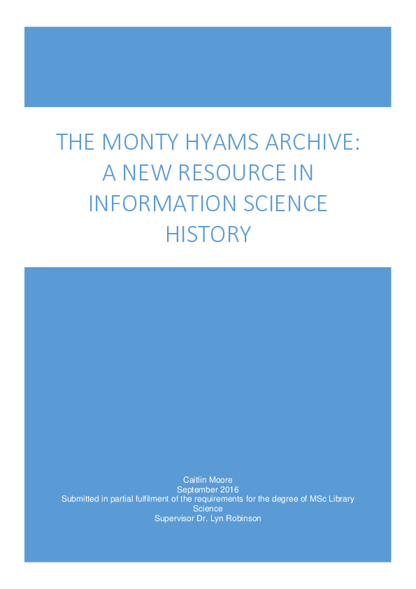 (PDF) The Monty Hyams Archive: A New Resource in Information Science ...