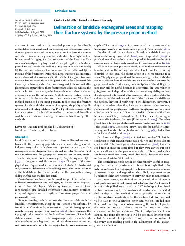 (PDF) Delineation of landslide endangered areas and mapping their ...