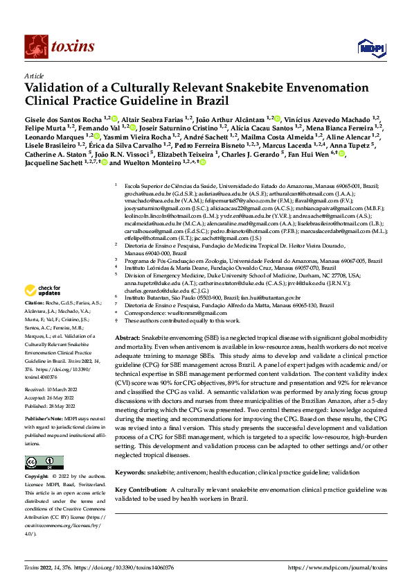 (PDF) Validation of a Culturally Relevant Snakebite Envenomation Clinical Practice Guideline in ...