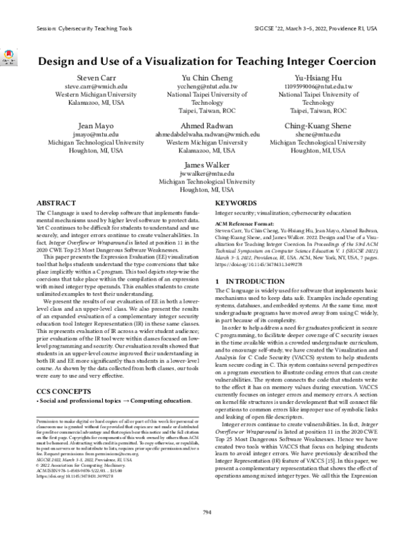 (PDF) Design and Use of a Visualization for Teaching Integer Coercion