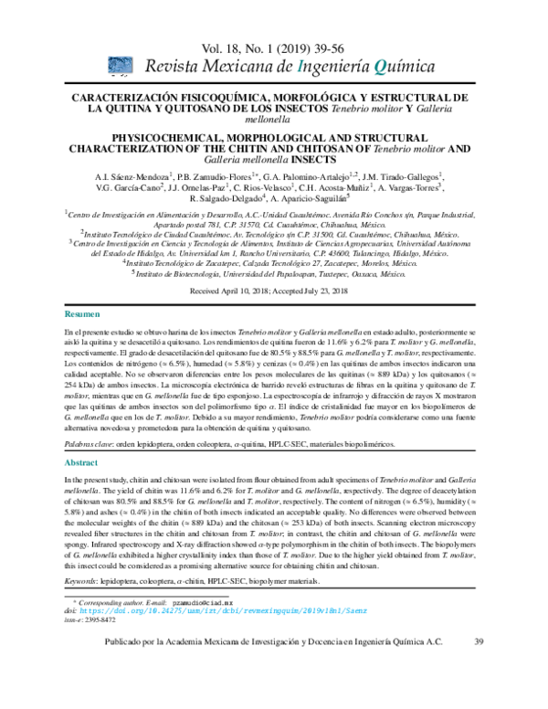 (PDF) PHYSICOCHEMICAL, MORPHOLOGICAL AND STRUCTURAL CHARACTERIZATION OF THE CHITIN AND CHITOSAN ...